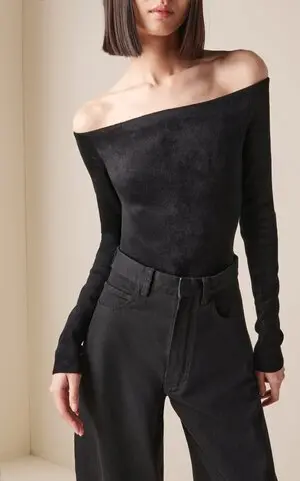 Alaïa Velvet Off-the-shoulder Bodysuit