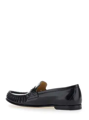 Fendi Black Loafers With Rounded Toe In Leather For