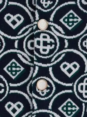 Casablanca Blue Shirt With Classic Collar And All-over Logo Monogram In Cotton For - Multicolor