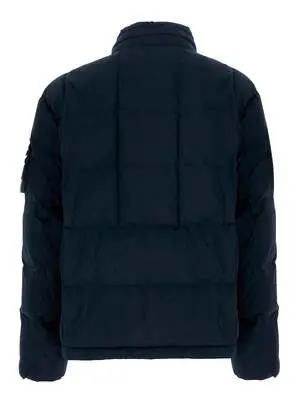 Stone Island Down Jacket With High Collar And Zip Closure In Blue Tech Fabric - Multicolor