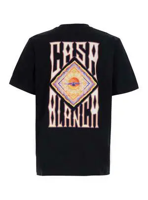 Casablanca Black Crew Neck T-shirt With Logo Detail On The Front And Maxi Logo On The Back In Cotton For - Multicolor