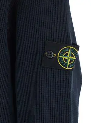 Stone Island Black Crewneck Sweatshirt With Logo Patch On Sleeve In Cotton For - Multicolor