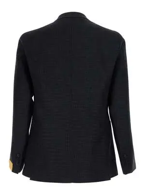 Tagliatore Grey Single-breasted Jacket With Stripe Motif And Pin On Front In Wool For
