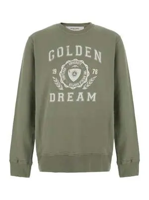 GOLDEN GOOSE Crewneck Sweatshirt With Logo Lettering On The Front In Cotton For - Green