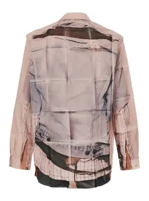 Acne Studios Pink Shirt With Classic Collar And Trompe L'oeil Print In Cotton For - Multicolor