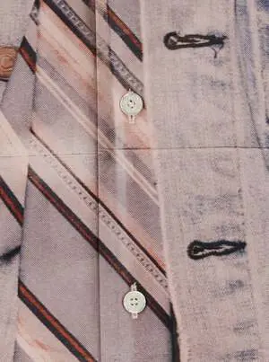 Acne Studios Pink Shirt With Classic Collar And Trompe L'oeil Print In Cotton For - Multicolor