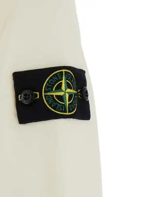 Stone Island Crewneck Sweatshirt With Logo Patch On The Sleeve In Cotton For - White