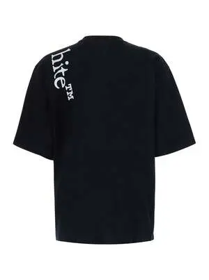 Off-White Crew Neck T-shirt With Logo Lettering In Cotton For - Black