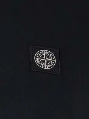 Stone Island Crew Neck T-shirt With Logo Patch On The Front In Cotton For - Black