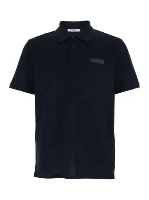 Givenchy Blue Polo Shirt With Classic Collar And Logo Patch On The Front In Cotton - Multicolor