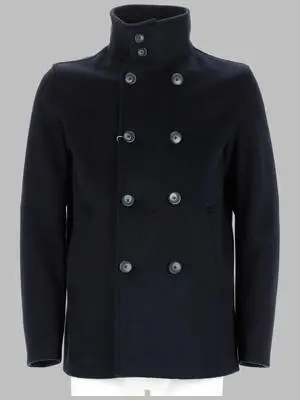 Herno Cappotto Doppiopetto Con Collo Alto - Blue