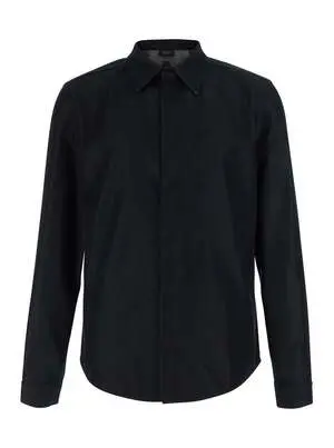 Gucci Black Shirt With Pointed Collar And Tone-on-tone Gg Logo On The Back In Denim For - Multicolor