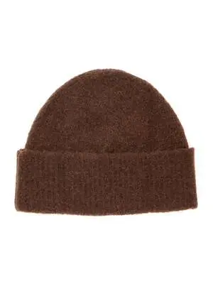 AMI Paris Beanie With De Coeur Logo And Brown Tech Fabric - Multicolor