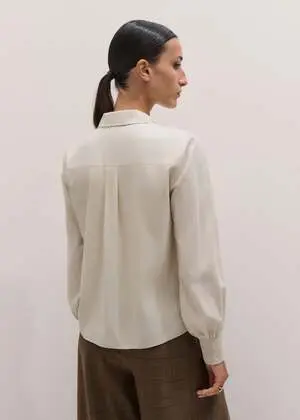 ME+EM Micro Cord Slim Fitting Blouse Winter - Cream