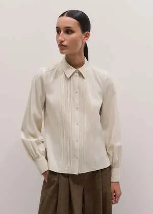 ME+EM Micro Cord Slim Fitting Blouse Winter - Cream