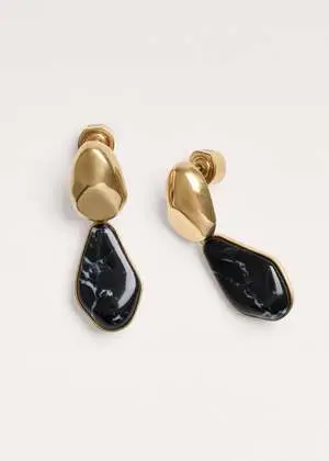 ME+EM Drop Earrings With Removeable Pendant Gold-black - Gold Toned