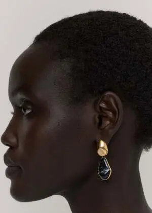 ME+EM Drop Earrings With Removeable Pendant Gold-black