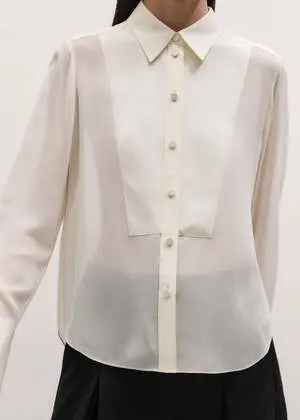 ME+EM Evening Sheer Silk Blouse - Light Cream