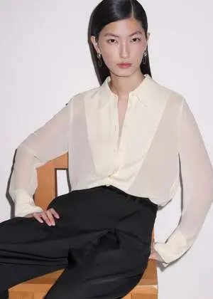 ME+EM Evening Sheer Silk Blouse - Light Cream