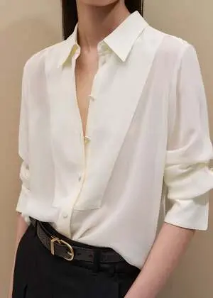 ME+EM Evening Sheer Silk Blouse - Light Cream
