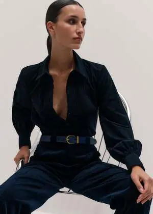 ME+EM Micro Cord Slim Fitting Blouse