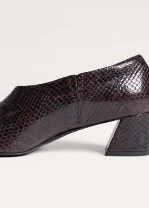 ME+EM High Fronted Block Heel Chocolate-black