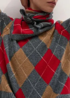 ME+EM Cashmere Argyle Triangle Knit Scarf
