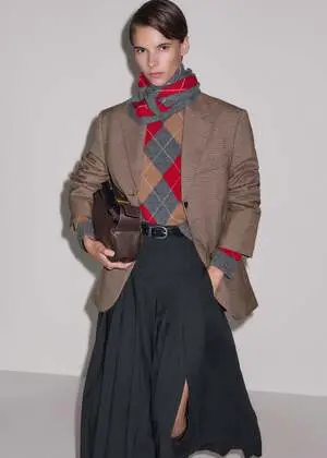 ME+EM Cashmere Argyle Triangle Knit Scarf