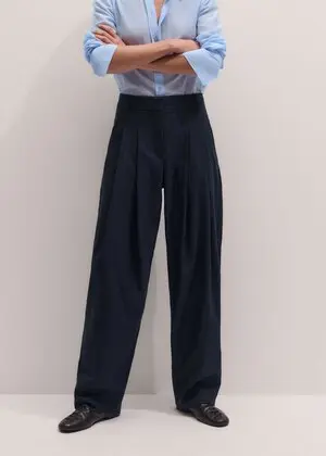 ME+EM Pleat Taper Pant - Navy/olive