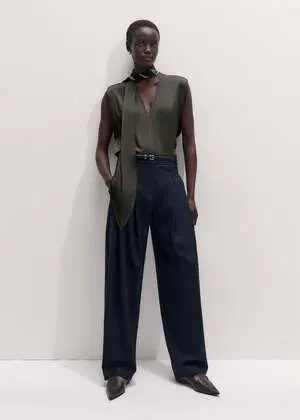 ME+EM Pleat Taper Pant - Navy/olive