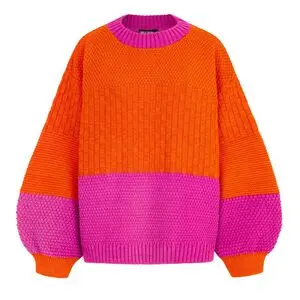 CARA & THE SKY Taz Colour Block Jumper - Orange