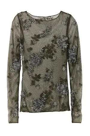 Free People Talk To Me Embellished Long Sleeve Top
