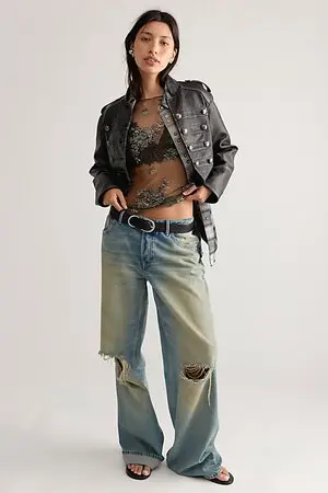 Free People Talk To Me Embellished Long Sleeve Top