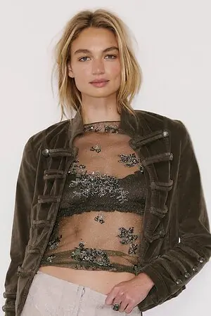 Free People Talk To Me Embellished Long Sleeve Top