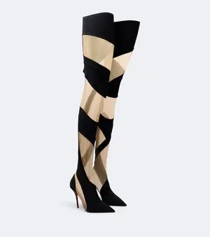 CHRISTIAN LOUBOUTIN Zeetozee Mesh-paneled Over-the-knee Boots