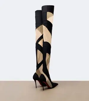 CHRISTIAN LOUBOUTIN Zeetozee Mesh-paneled Over-the-knee Boots