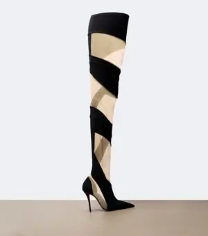 CHRISTIAN LOUBOUTIN Zeetozee Mesh-paneled Over-the-knee Boots