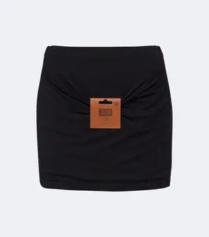 JEAN PAUL GAULTIER Leather-trimmed Jersey Miniskirt