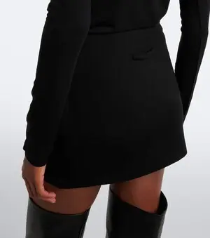 JEAN PAUL GAULTIER Leather-trimmed Jersey Miniskirt