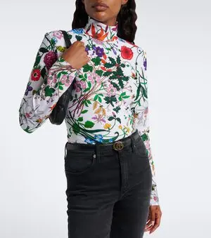 Gucci Flora Printed Jersey Top