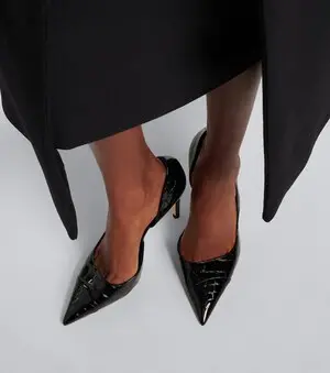 JIMMY CHOO Brigitte Croc-effect Patent Leather Pumps