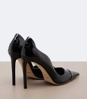 JIMMY CHOO Brigitte Croc-effect Patent Leather Pumps
