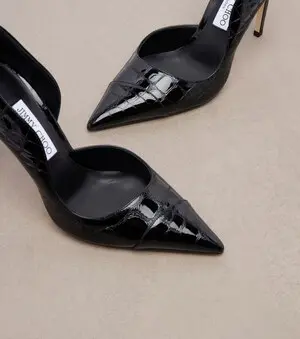 JIMMY CHOO Brigitte Croc-effect Patent Leather Pumps