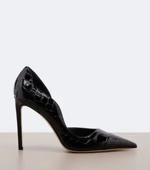 JIMMY CHOO Brigitte Croc-effect Patent Leather Pumps