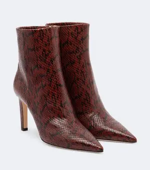 JIMMY CHOO Frankie Snake-effect Leather Ankle Boots - Brown