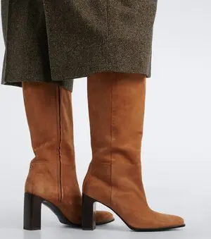 JIMMY CHOO Bibi Shearling-trimmed Suede Knee-high Boots - Beige