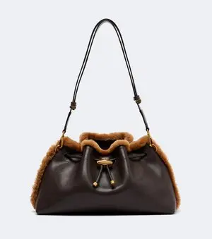 JIMMY CHOO Cinch Medium Leather Shoulder Bag - Brown