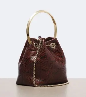 JIMMY CHOO Bon Bon Snake-effect Leather Bucket Bag