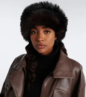 Nour Hammour Dallen Leather And Shearling Hat