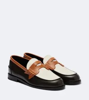 CHRISTIAN LOUBOUTIN Plato Leather Penny Loafers - Brown